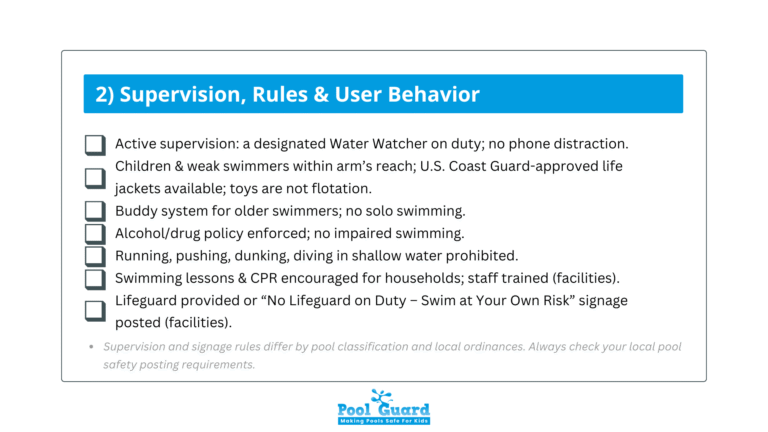 Pool Safety Checklist | Swimming Pool Safety Tips & Rules