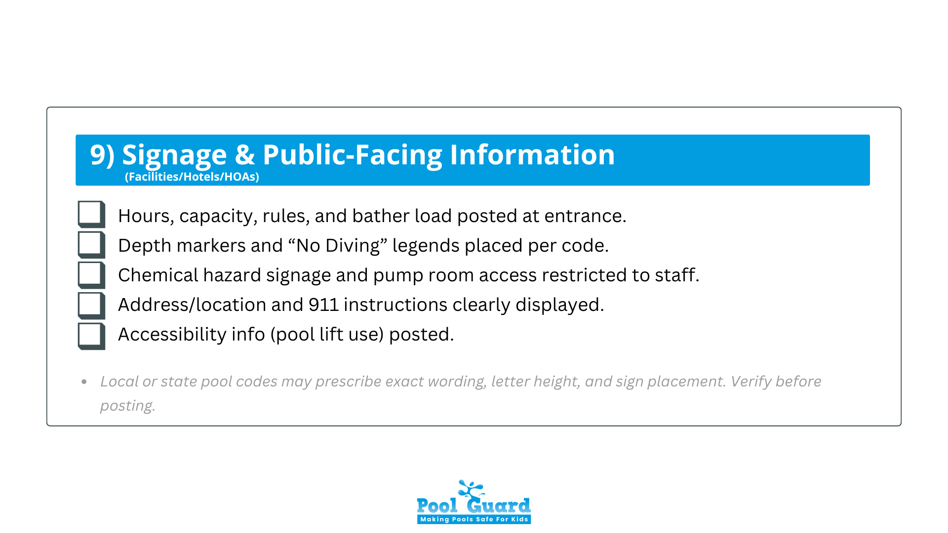 Pool Safety Checklist | Swimming Pool Safety Tips & Rules